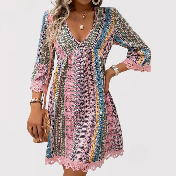 MELINA™ – Boho Charm V-Neck Dress – Susan & Ashley