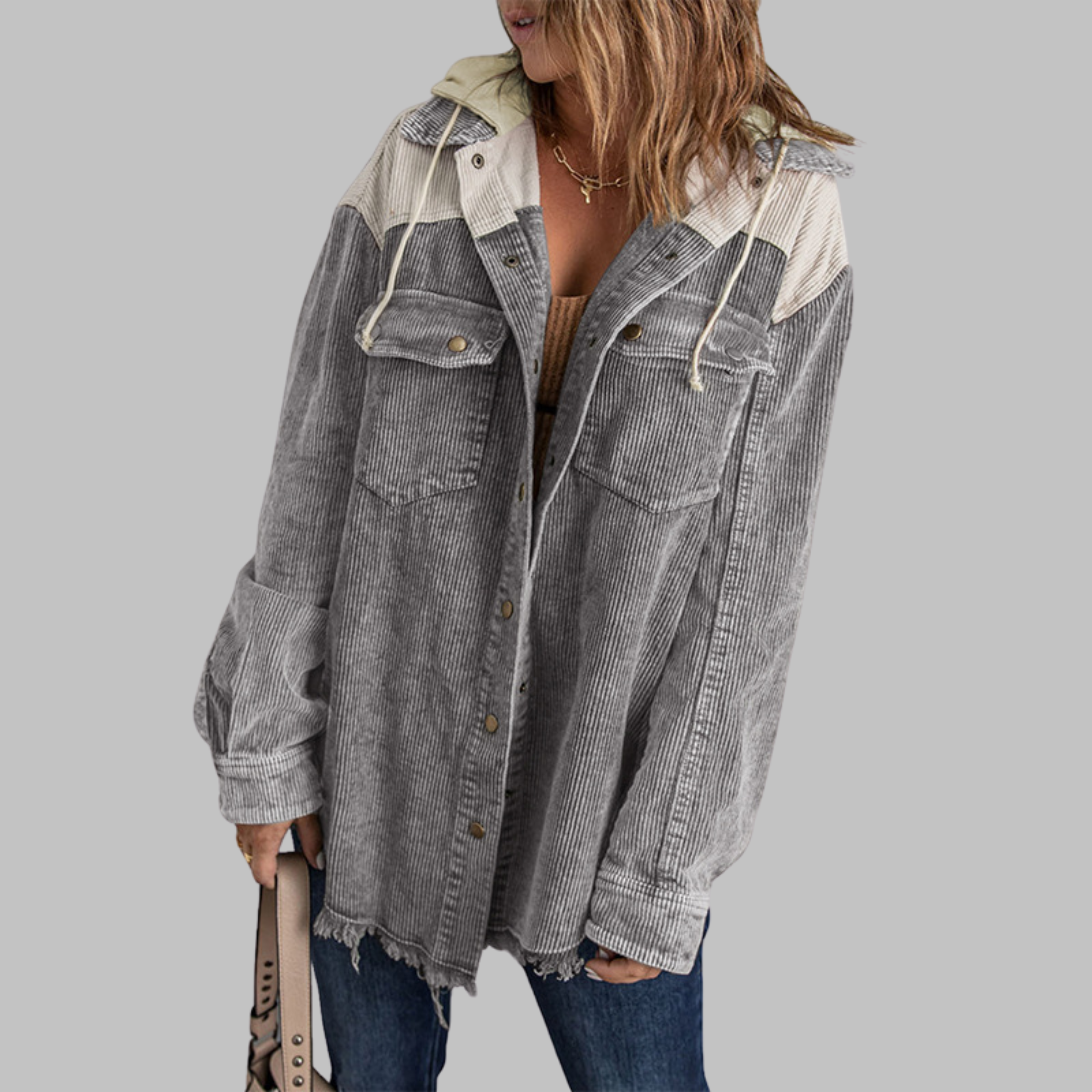 DABRINA™ - Classic Button Down Long Sleeve Hooded Jacket – Susan & Ashley