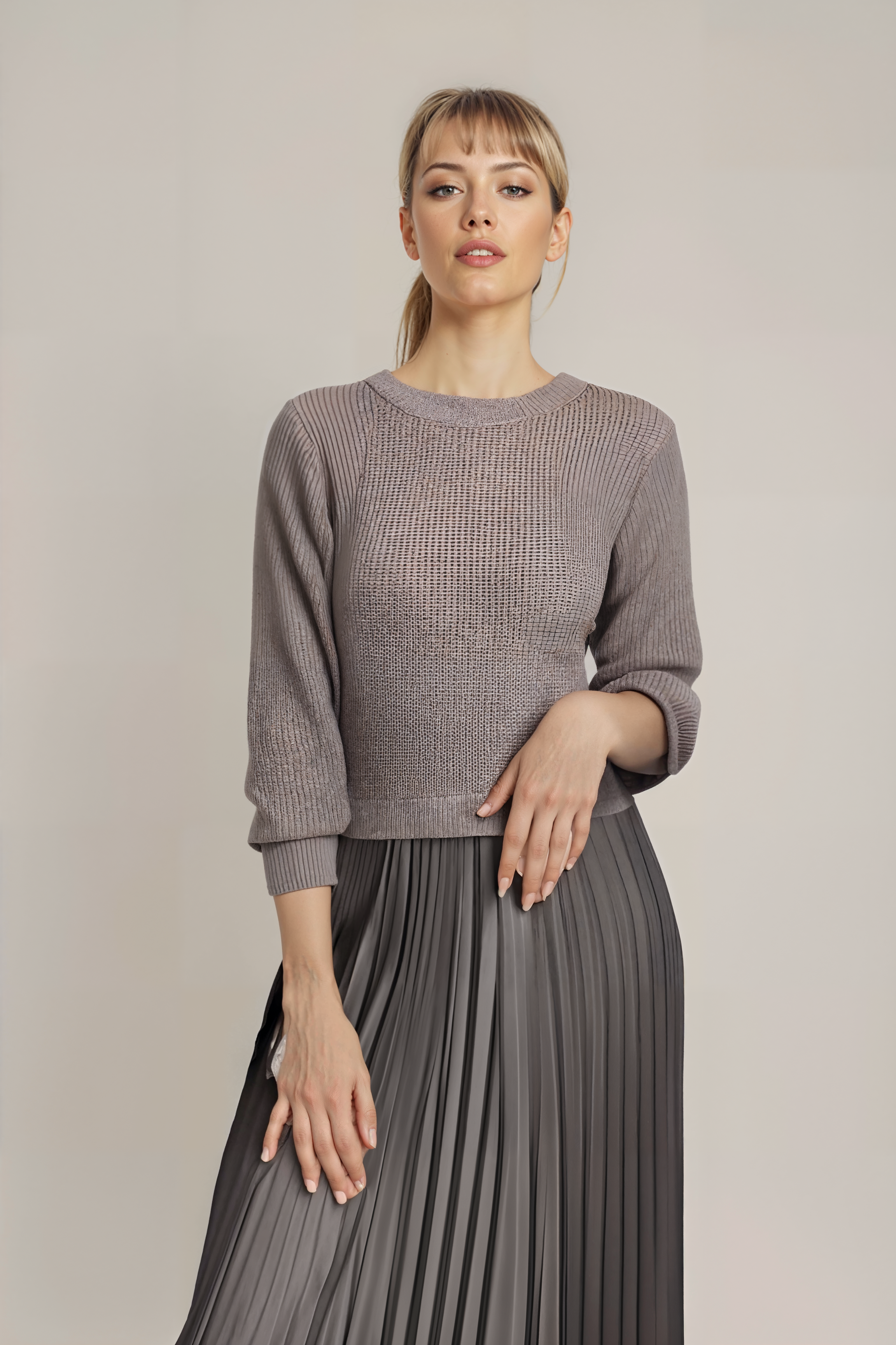 SOPHIA™ - Knit Jumper & Pleated Satin Skirt – Susan & Ashley